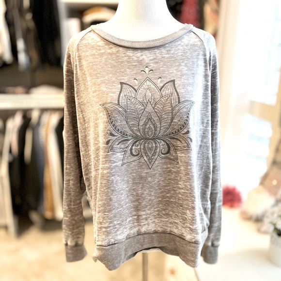 Miken | Tops | Miken Flow Gray Lotus Flower Burnout Tee Medium | Poshmark